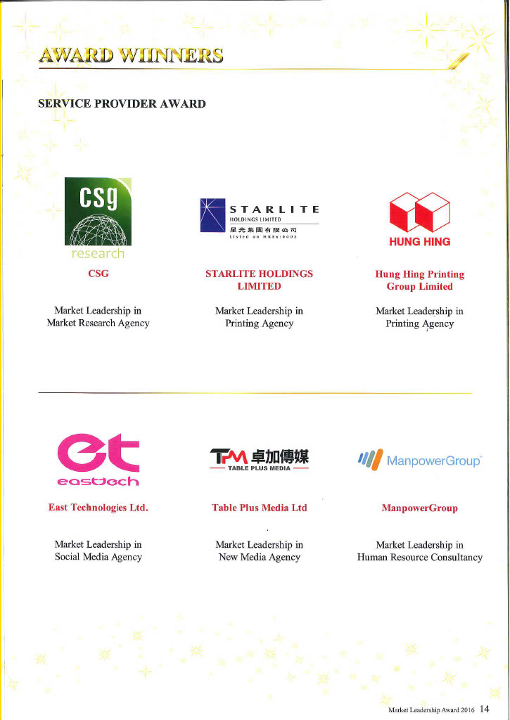 HKIM Market Leadership Award 2016-2017