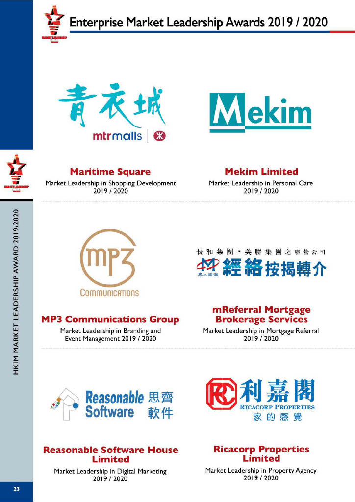 HKIM Market Leadership Award 2019-2020